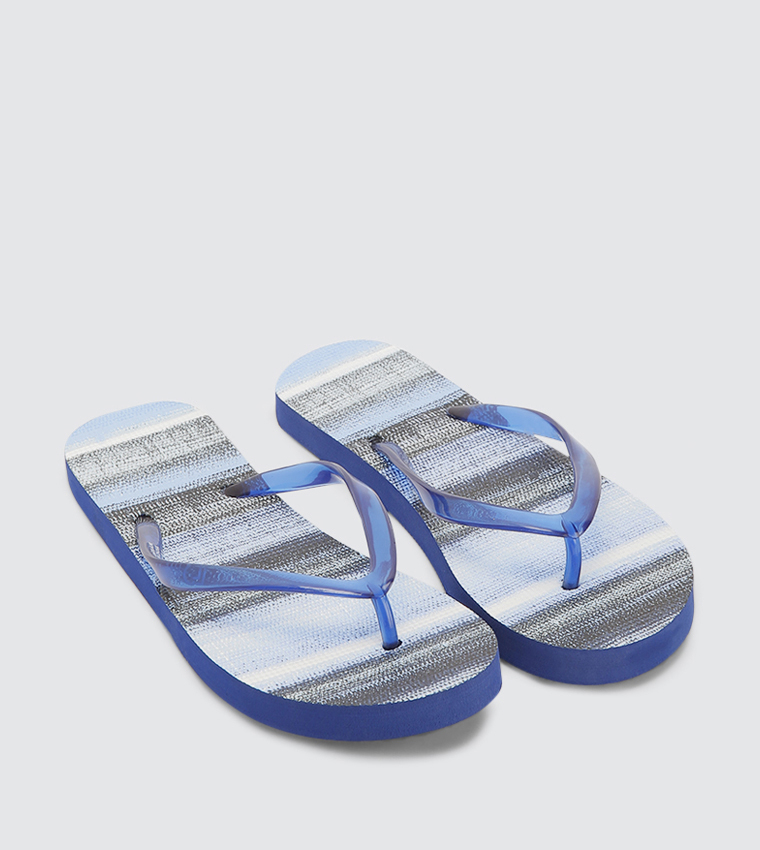 Buy Aeropostale Open Back Textured Round Toe Flip Flops In Blue ...