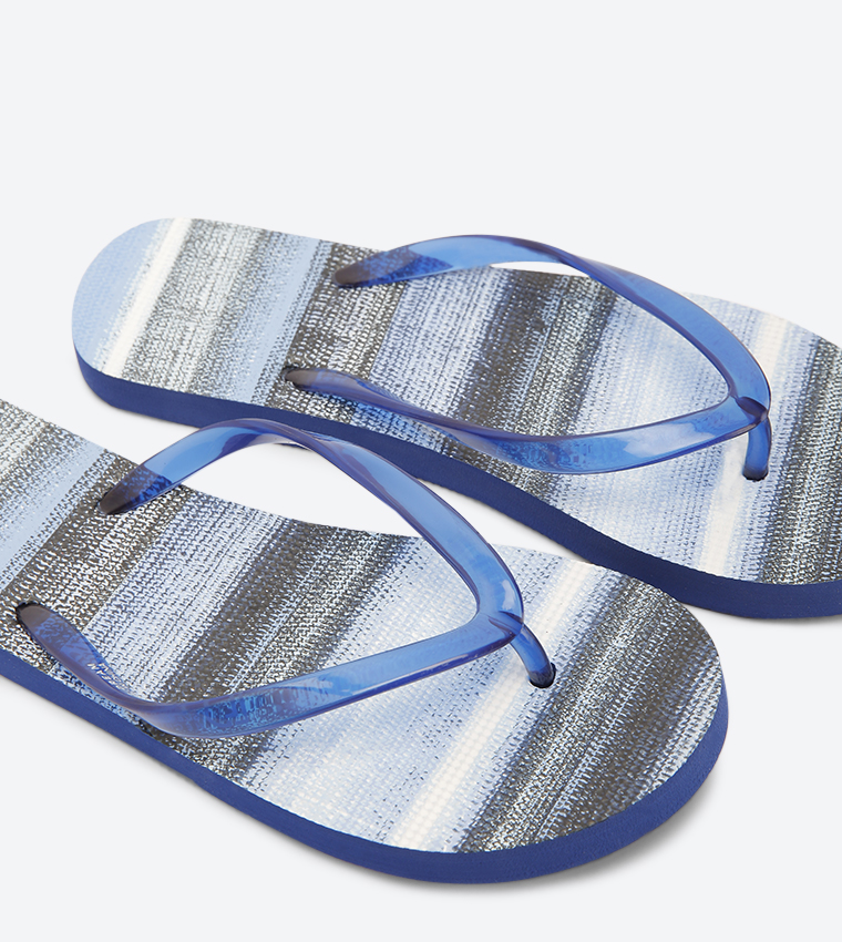 Buy Aeropostale Open Back Textured Round Toe Flip Flops In Blue ...