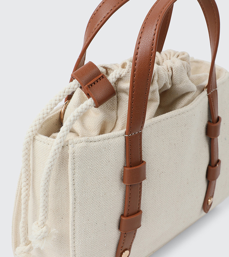 Buy Ardene Contrast Trim Mini Tote Bag In Beige | 6thStreet UAE