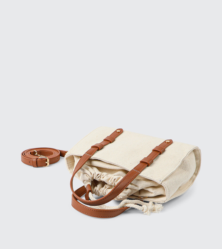 Buy Ardene Contrast Trim Mini Tote Bag In Beige | 6thStreet UAE
