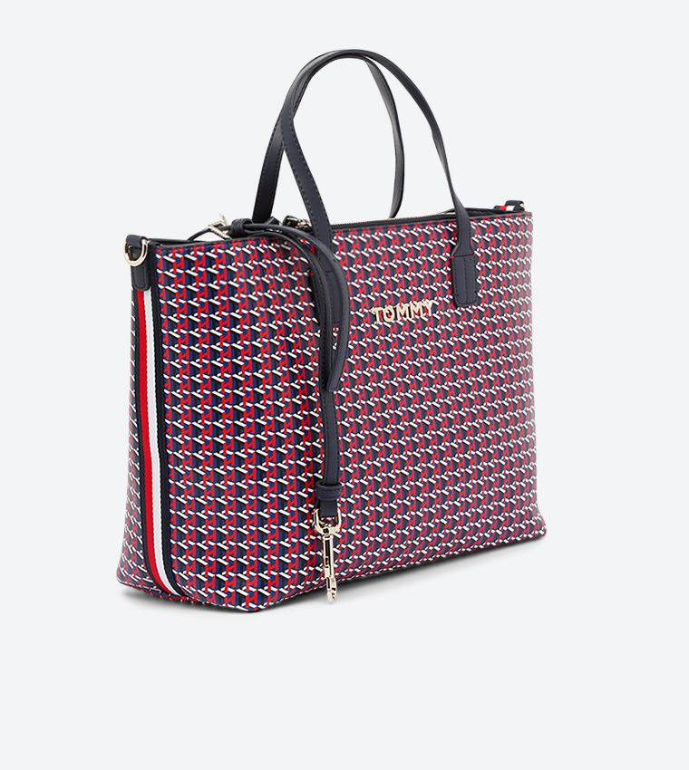 Buy Tommy Hilfiger Iconic Double Grab Handle Totes Bag Red In Red ...