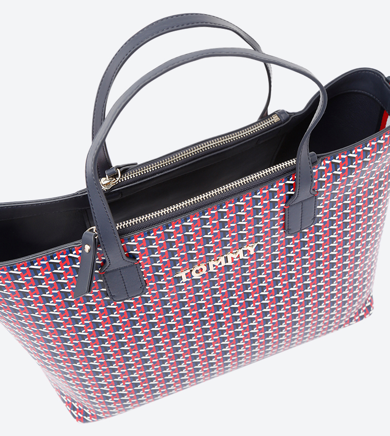 Buy Tommy Hilfiger Iconic Double Grab Handle Totes Bag Red In Red ...