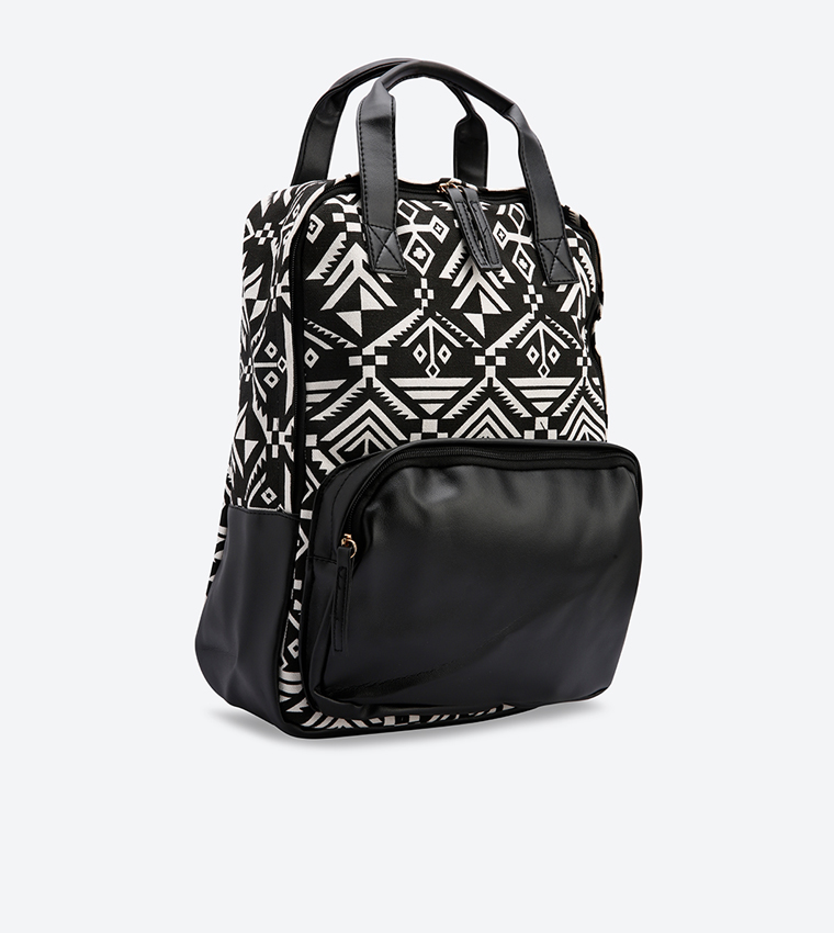Buy R&B Printed Front Zip Pocket Backpack Black AW18 1D AW18 1D In ...