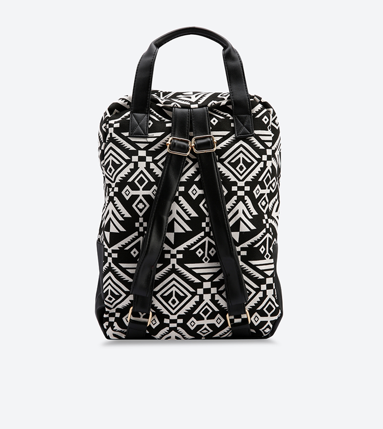 Buy R&B Printed Front Zip Pocket Backpack Black AW18 1D AW18 1D In ...