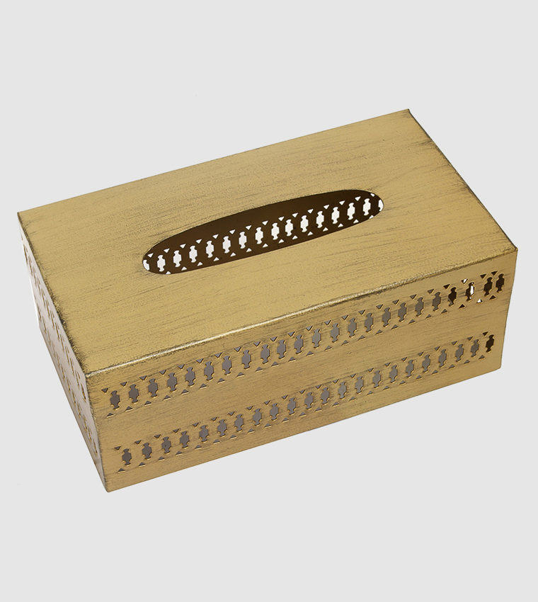 Buy HIS & HERS Tissue Box Cover In Gold | 6thStreet Qatar