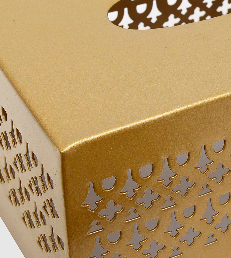 Buy HIS & HERS Tissue Box Cover In Gold | 6thStreet UAE