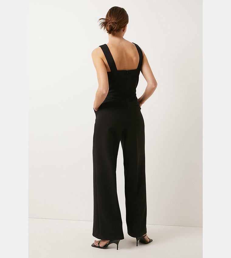Buy Oasis Laura Whitmore Premium Button Detail Wide Leg Jumpsuit In ...