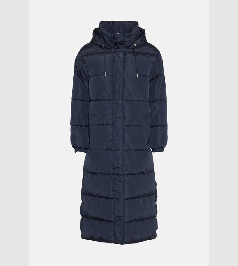 Buy Oasis Zip Through Longline Puffer Coat In Navy | 6thStreet Kuwait