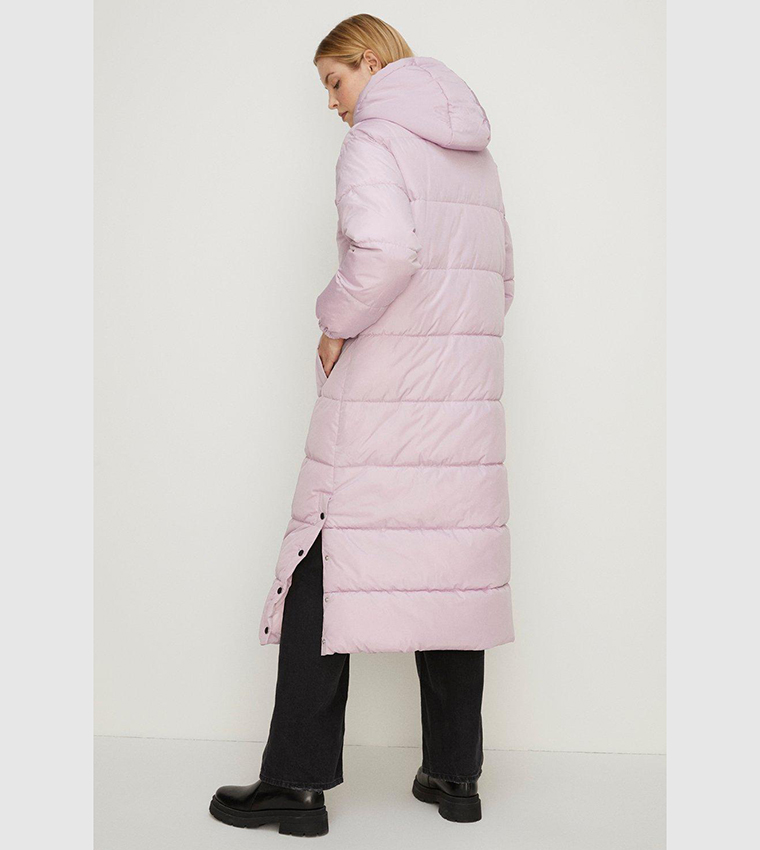 Buy Oasis Zip Through Longline Puffer Coat In Pink | 6thStreet Saudi Arabia