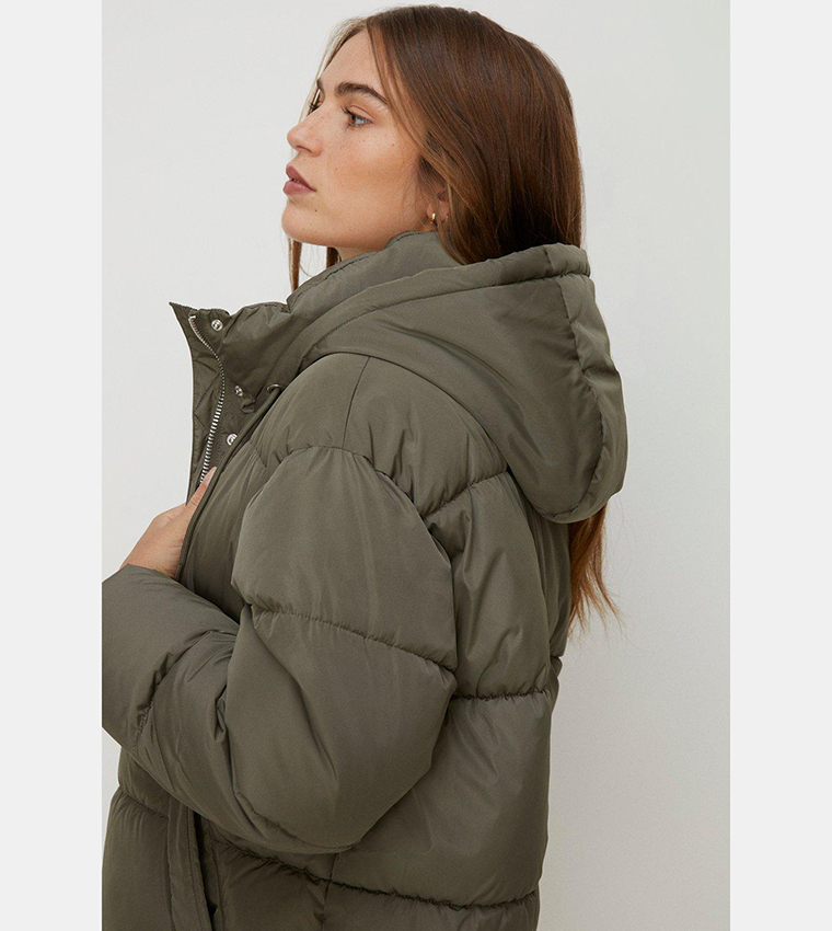 Buy Oasis Zip Through Puffer Jacket In Khaki | 6thStreet Saudi Arabia
