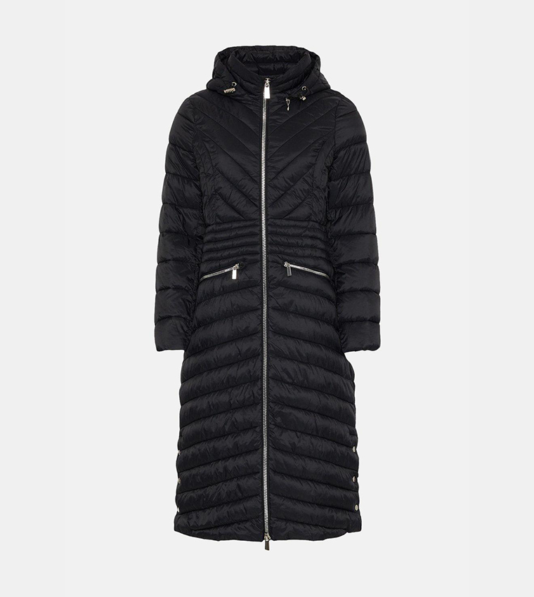 Buy Oasis Longline Padded Packable Puffer Jacket In Black | 6thStreet Qatar