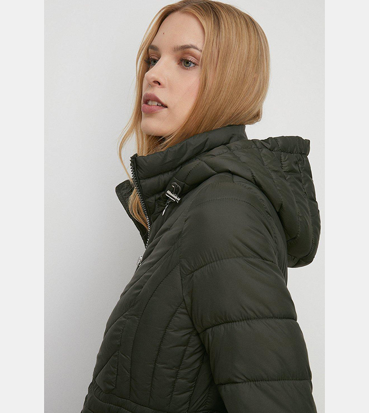 Buy Oasis Longline Padded Packable Puffer Jacket In Khaki | 6thStreet ...