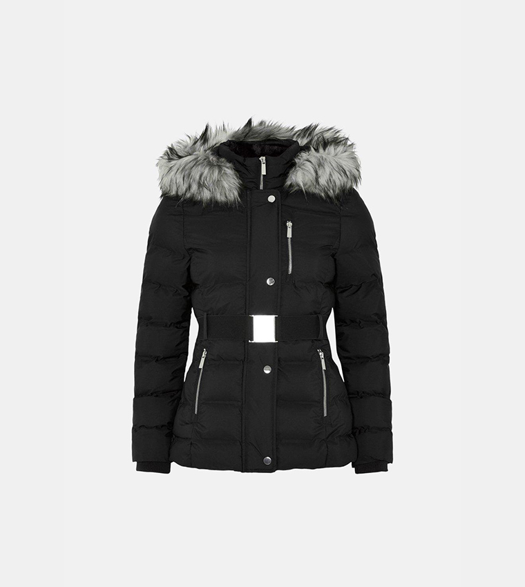 Buy Oasis Heat Seal Short Puffer Jacket In Black | 6thStreet Kuwait