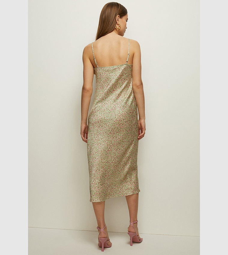 Buy Oasis Micro Ditsy Satin Twill Midi Slip Dress In Mint | 6thStreet ...