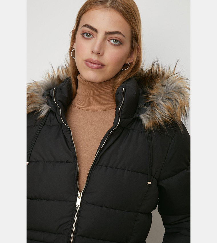 Buy Oasis Extra Warm Midi Puffer Jacket In Black | 6thStreet Qatar