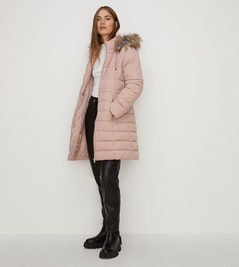 Buy Oasis Extra Warm Midi Puffer Jacket In Pink | 6thStreet UAE