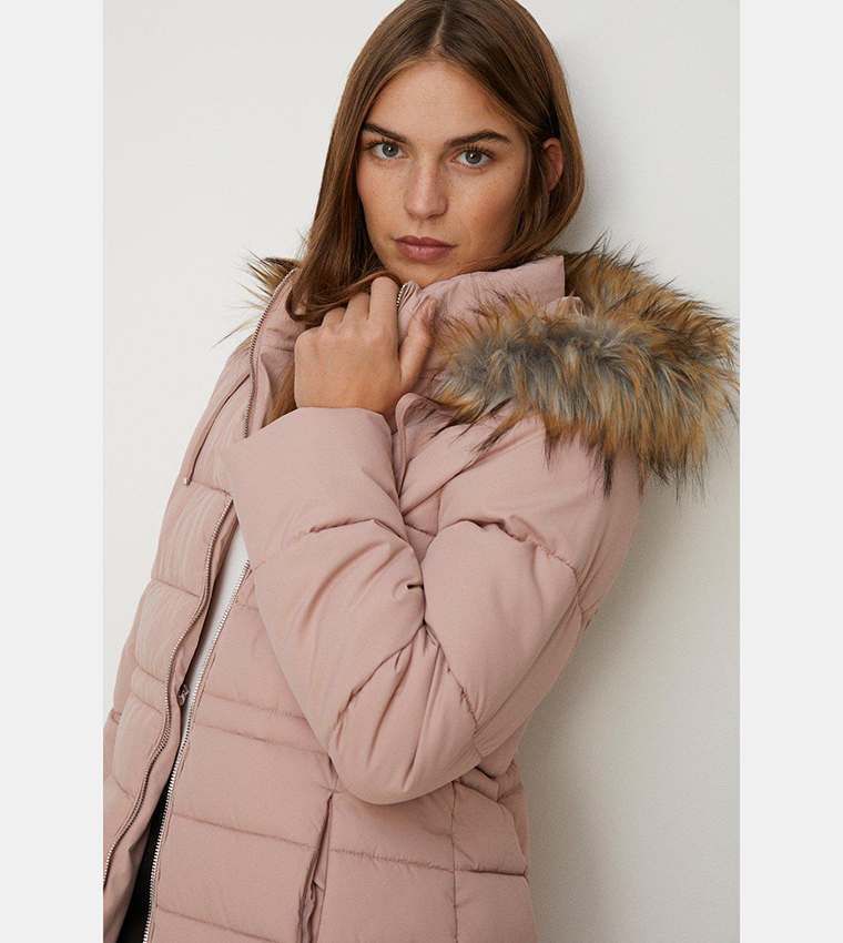Buy Oasis Extra Warm Midi Puffer Jacket In Pink | 6thStreet UAE