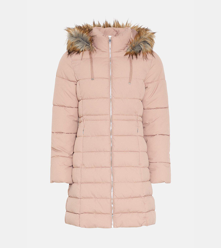 Buy Oasis Extra Warm Midi Puffer Jacket In Pink | 6thStreet UAE