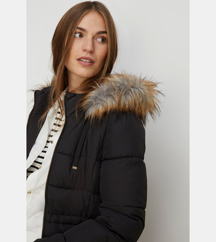 Buy Oasis Extra Warm Longline Puffer Jacket In Black | 6thStreet Qatar