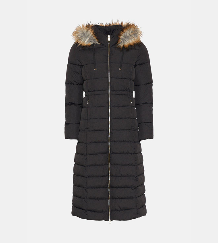 Buy Oasis Extra Warm Longline Puffer Jacket In Black | 6thStreet Qatar
