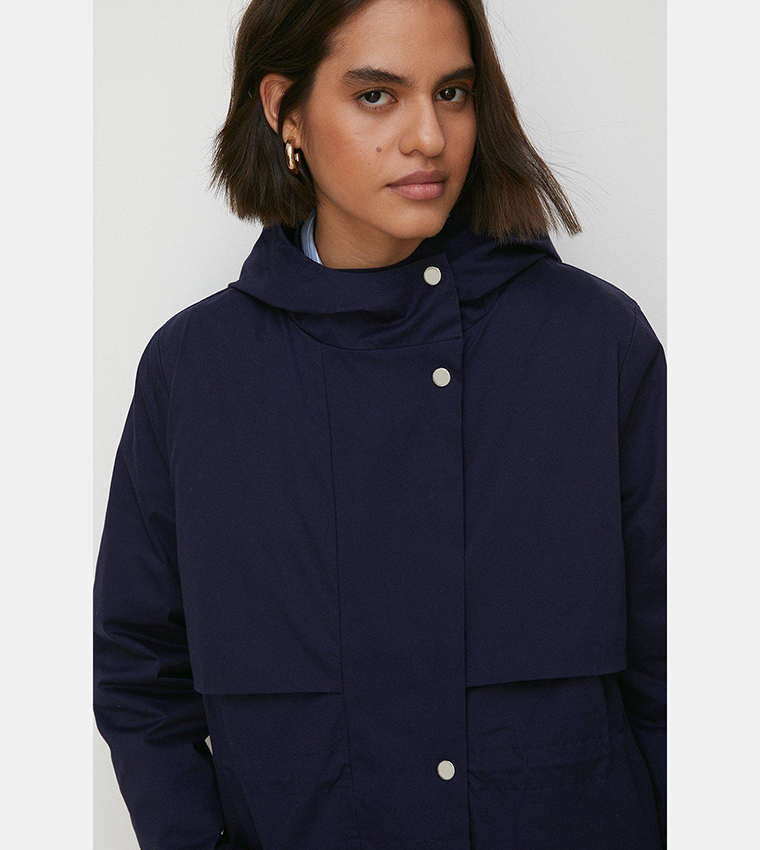 Buy Oasis Pocket Detail Long Sleeves Parka Jacket In Navy | 6thStreet Qatar