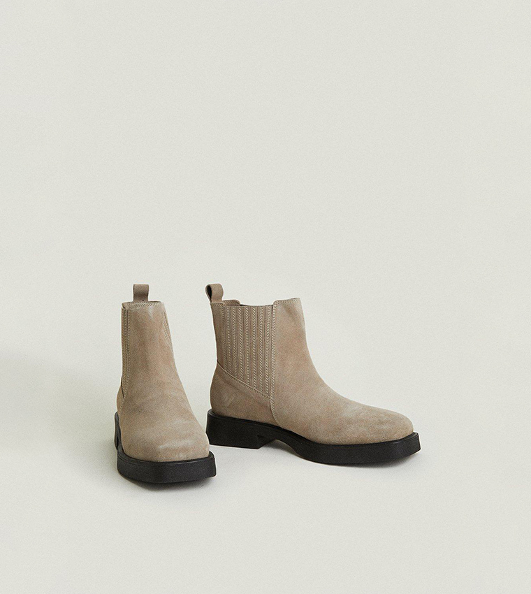Buy Oasis Smart Leather Chelsea Ankle Boots In Beige | 6thStreet UAE