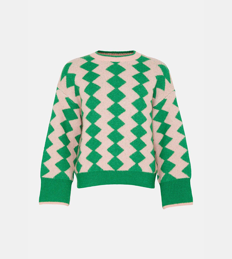Buy Oasis Cosy Vertical Zig Zag Knit Sweater In Pink | 6thStreet Qatar