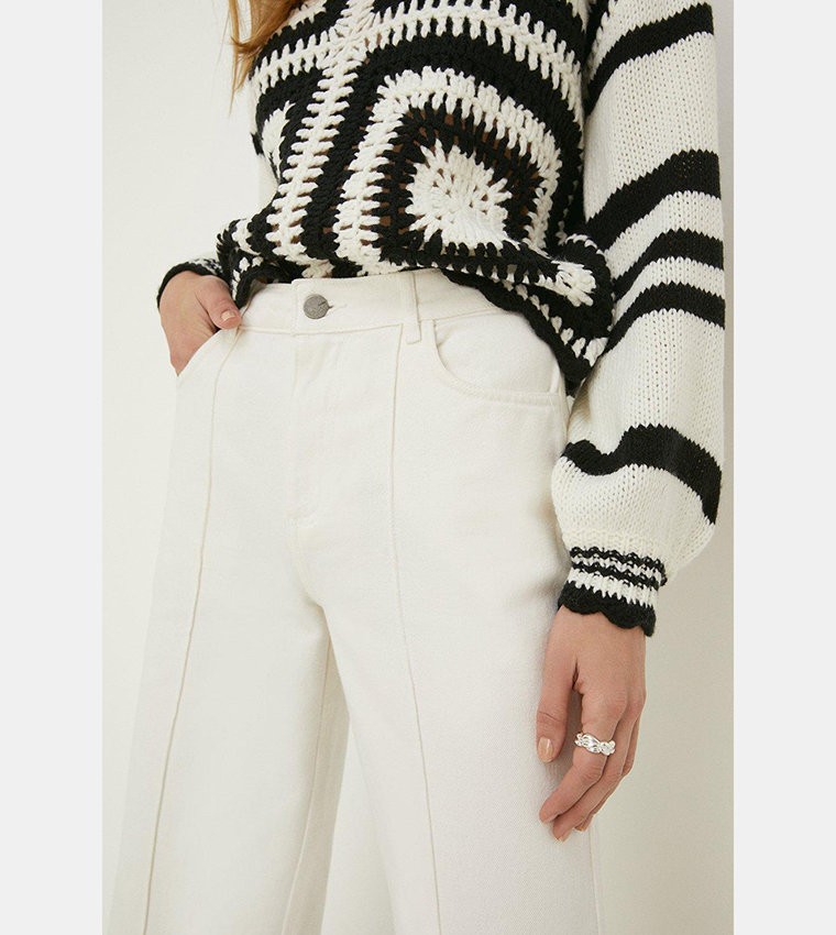 Buy Oasis Rachel Stevens Straight Fit Smart Jeans In White | 6thStreet UAE