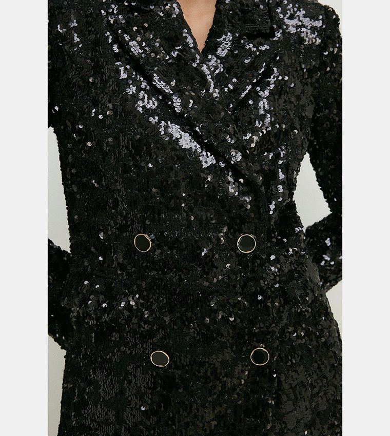 Buy Oasis All Over Sequin Tweed Blazer In Black | 6thStreet Saudi Arabia