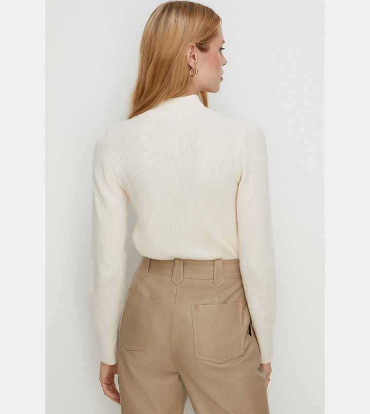 Buy Oasis Premium Merino Wool Funnel Neck Sweater In White | 6thStreet ...