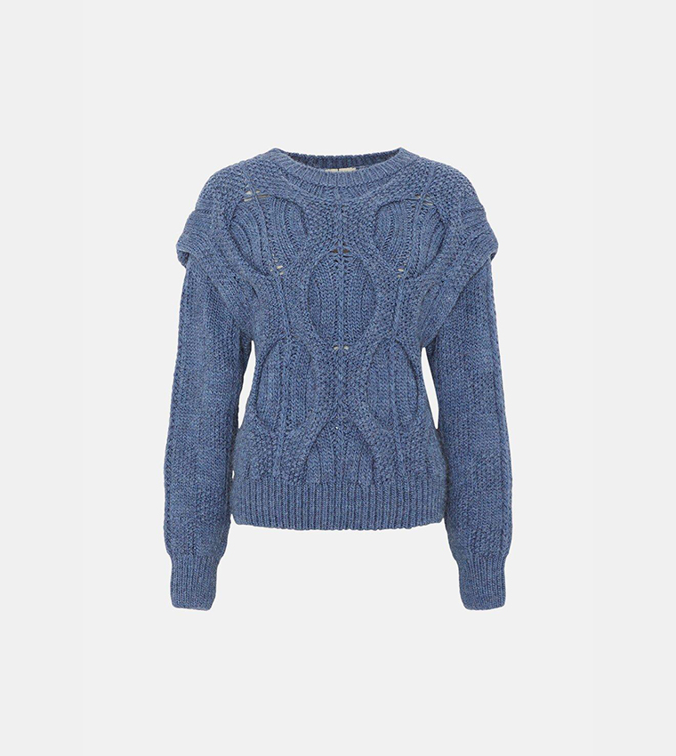 Buy Oasis Rachel Stevens Honeycomb Stitch Tuck Shoulder Sweater In Navy ...