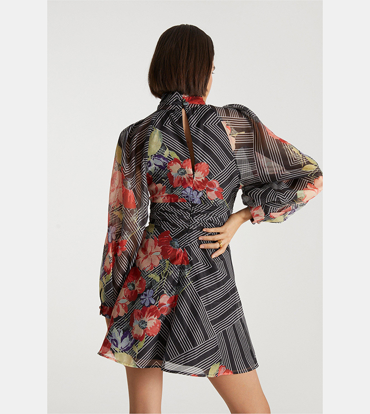 Buy Oasis Print Sisters Organza Keyhole Front Dress In Multiple Colors ...