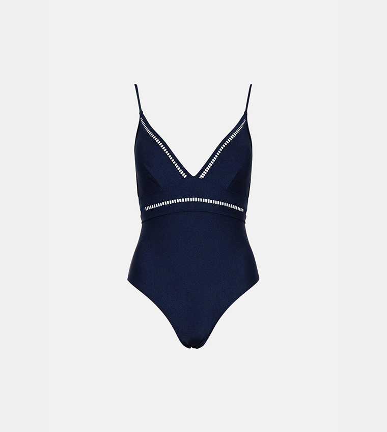 Buy Oasis Ladder Trim Swimsuit In Navy | 6thStreet Qatar