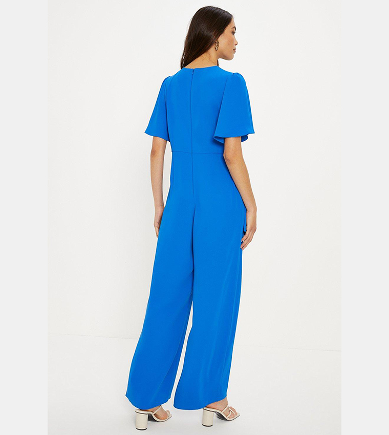 Buy Oasis Premium Crepe Drape Tie Front Jumpsuit In Blue | 6thStreet ...
