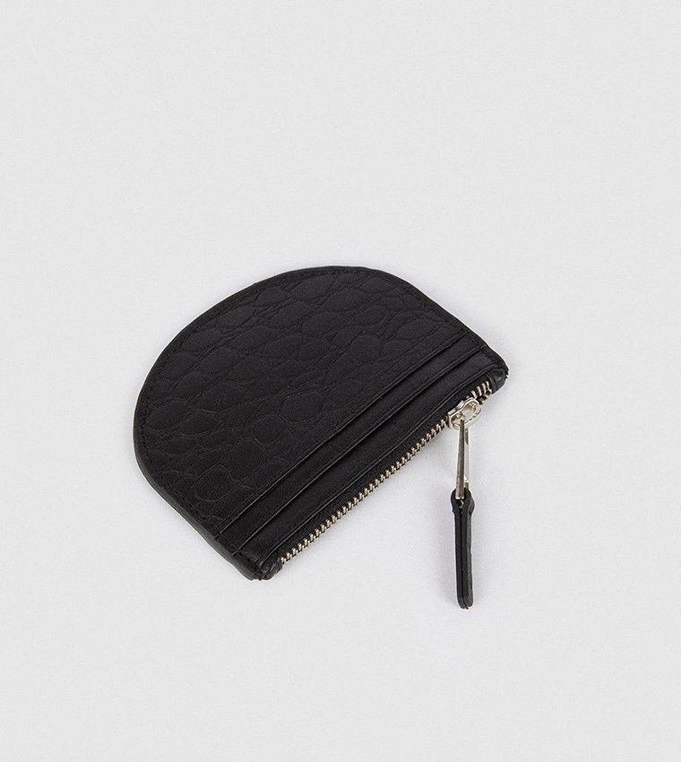 Buy Oasis Real Leather Croc Card Holder In Black | 6thStreet Qatar