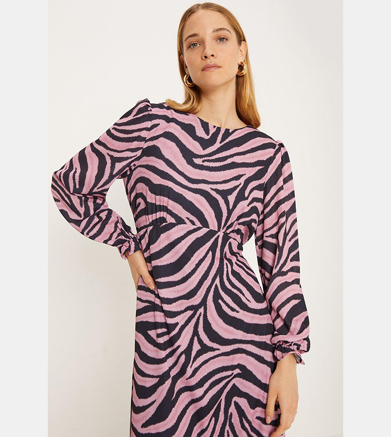 Buy Oasis Pink Zebra Midi Tea Dress In Multiple Colors | 6thStreet Bahrain