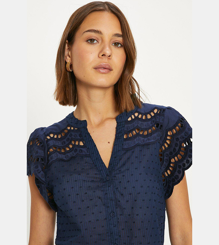 Buy Oasis Dobby Textured Top In Navy | 6thStreet Saudi Arabia