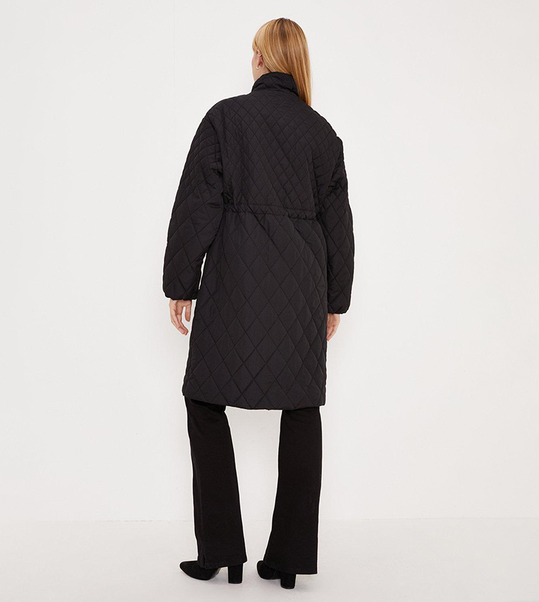 Buy Oasis Premium Diamond Quilted Coat In Black | 6thStreet Saudi Arabia