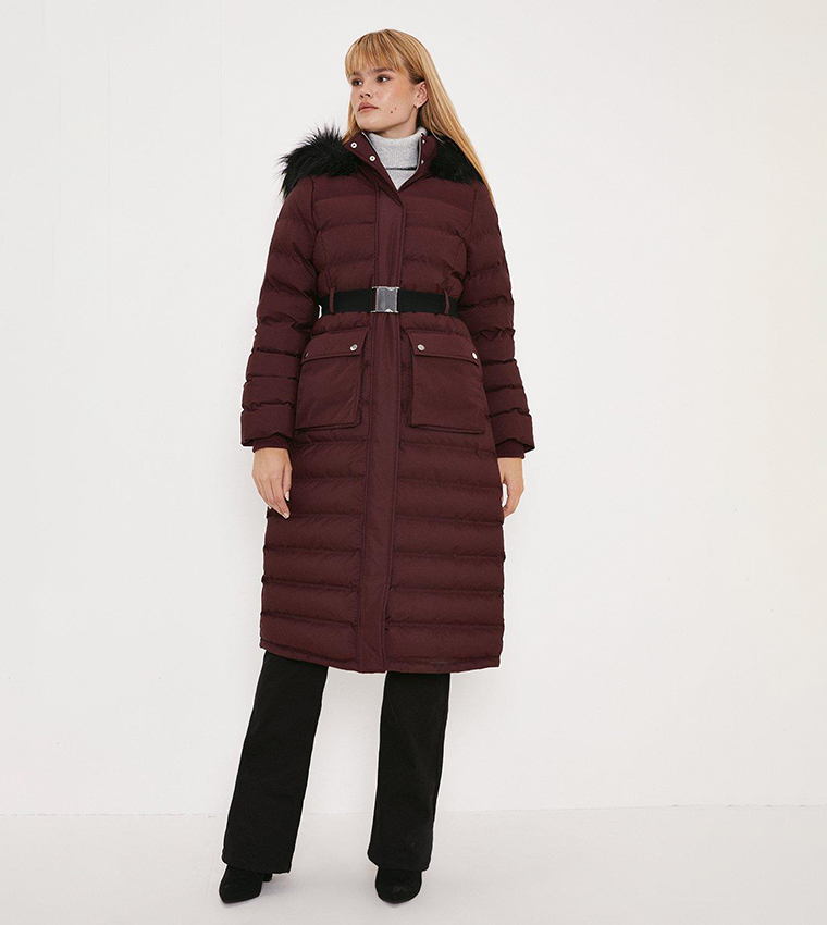 Buy Oasis Heat Seal Longline Puffer Jacket In Berry | 6thStreet Qatar