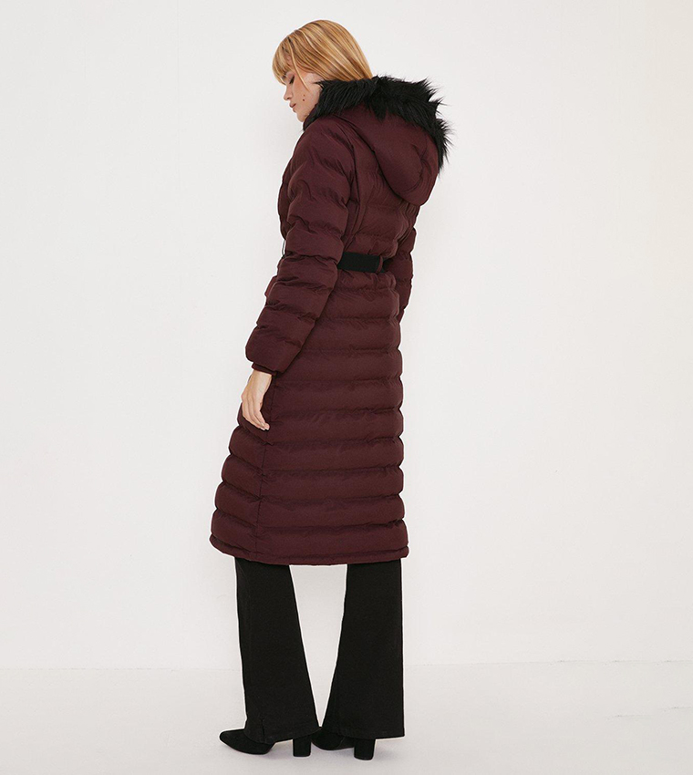 Buy Oasis Heat Seal Longline Puffer Jacket In Berry | 6thStreet Qatar