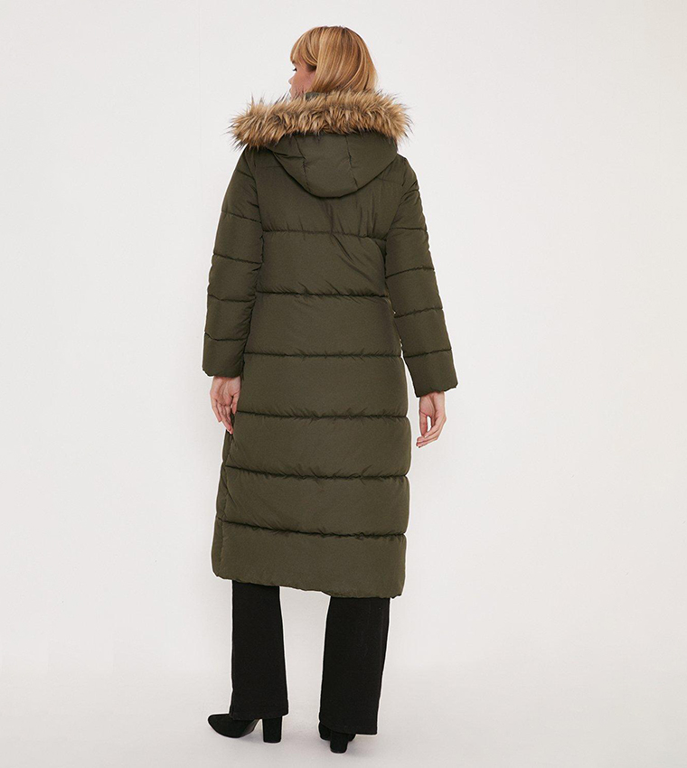 Buy Oasis Extra Warm Longline Puffer Jacket In Khaki | 6thStreet Kuwait