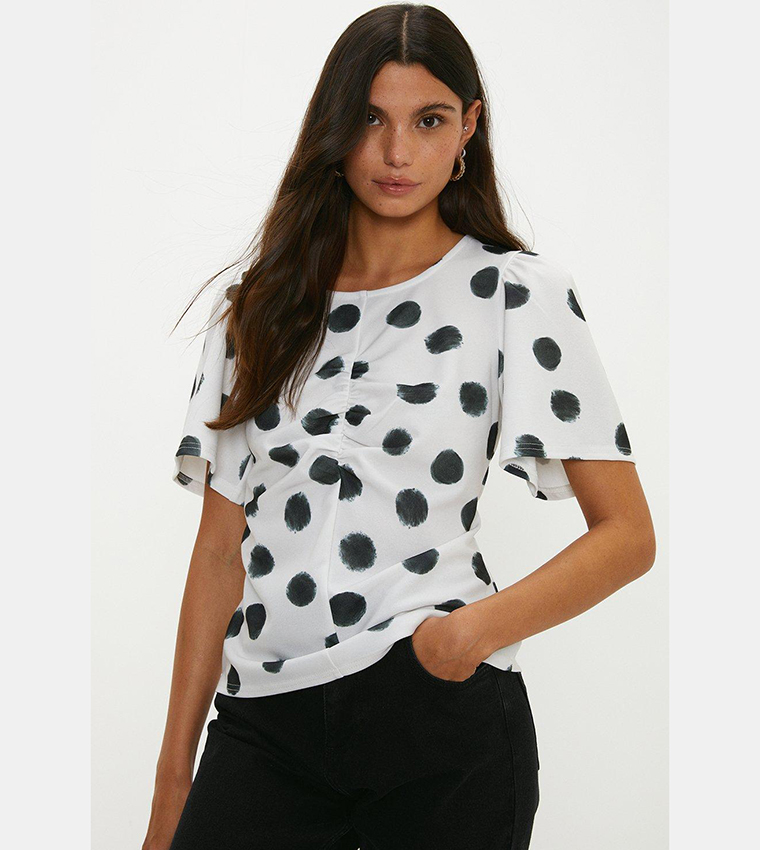 Buy Oasis Mono Spot Ruched Front Top In Multiple Colors | 6thStreet Qatar