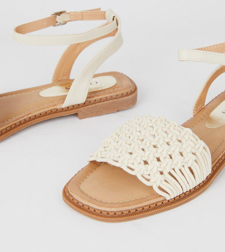 Buy Oasis Macrame Flat Sandals In Beige | 6thStreet UAE