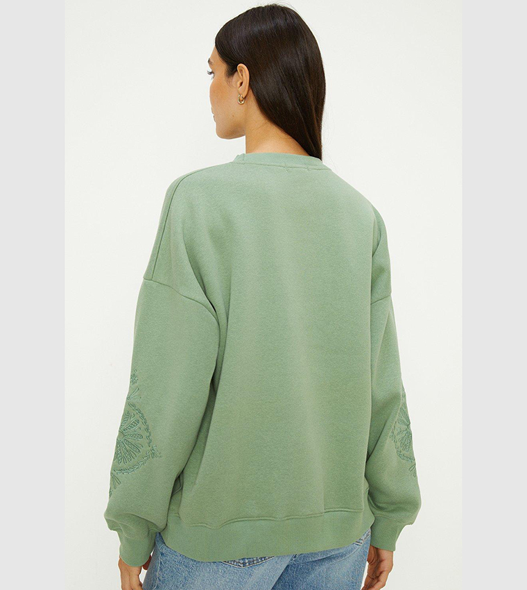 Buy Oasis Embroidered Sweatshirt In Sage | 6thStreet UAE