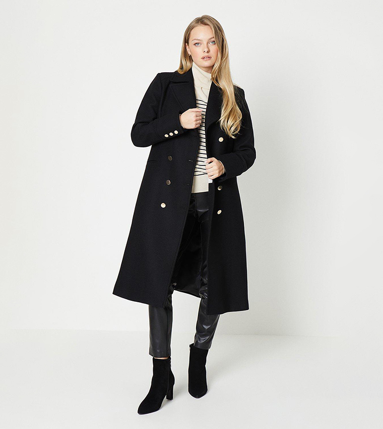 Buy Oasis Premium Italian Wool Coat In Black | 6thStreet Kuwait