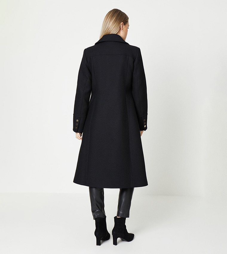 Buy Oasis Premium Italian Wool Coat In Black | 6thStreet Kuwait
