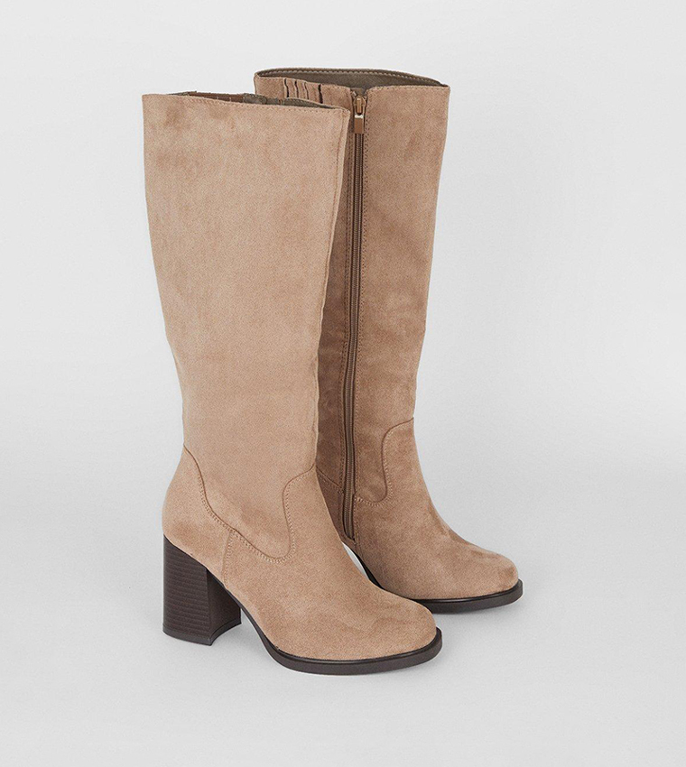 Buy Oasis Platform Knee High Boots In Beige | 6thStreet UAE
