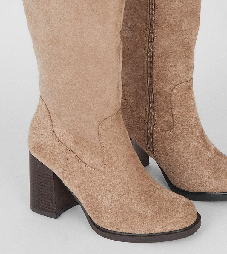 Buy Oasis Platform Knee High Boots In Beige | 6thStreet Kuwait