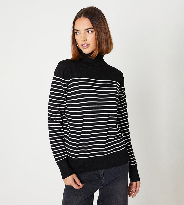 Buy Oasis Striped Roll Neck Bretton Sweater In Multiple Colors