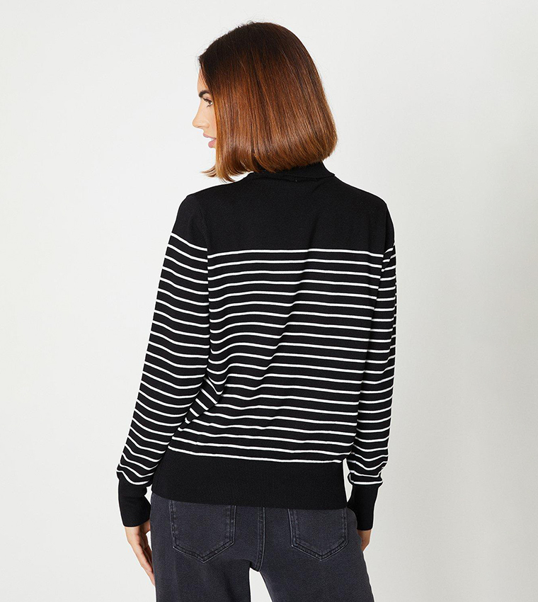 Buy Oasis Striped Roll Neck Bretton Sweater In Multiple Colors